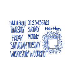 Hand lettering set days week Royalty Free Vector Image