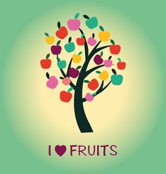 Design of single apple tree with fruits basket Vector Image