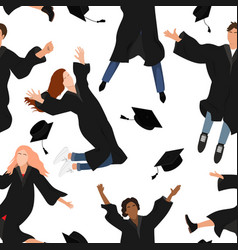 Seamless border with graduate students Royalty Free Vector