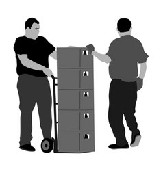 Delivery man carrying boxes goods silhouette Vector Image