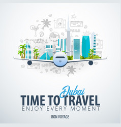 Uae travel to dubai hand draw doodle background Vector Image