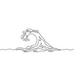 Continuous one line drawing water splashes wave Vector Image