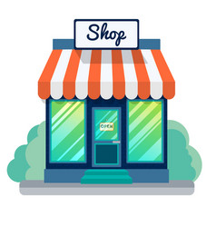 Cute shop icon with red awnings Royalty Free Vector Image