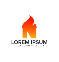 Letter f burning flame logo design template Vector Image