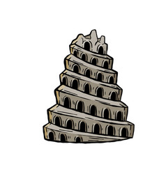 Tower of babel ancient city babylon Royalty Free Vector