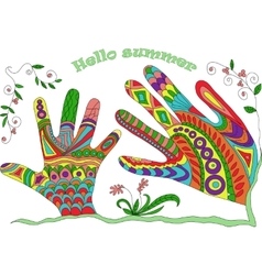 Two different colored hand giving a high five Vector Image