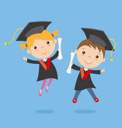 Cartoon happy kid in graduation costume Royalty Free Vector