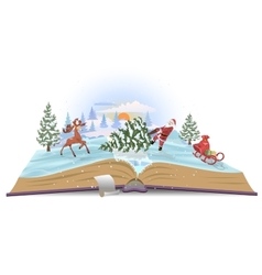 Christmas theme on open book Royalty Free Vector Image