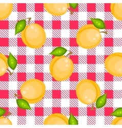 Tartan plaid with peaches seamless pattern Vector Image