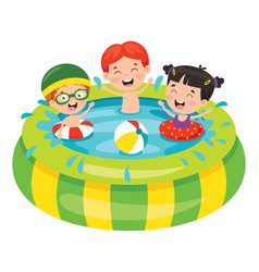 Children playing at beach Royalty Free Vector Image