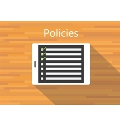 Policies policy document checklist list Royalty Free Vector
