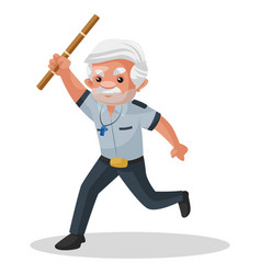 Cute style security guard saluting cartoon Vector Image