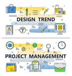 Thin line computer science poster banner Vector Image