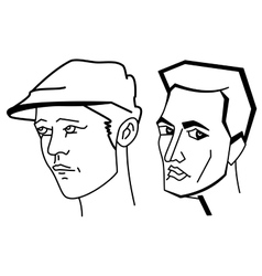 Four man outline faces Royalty Free Vector Image