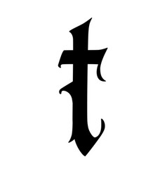 Letter t in gothic style alphabet symbol Vector Image