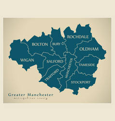 Greater manchester map Royalty Free Vector Image
