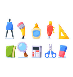 Big set of cartoon school clipart Royalty Free Vector Image