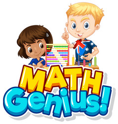 Font design for word math genius with two children