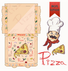 Ready to print 5 pizza food packaging box layout Vector Image