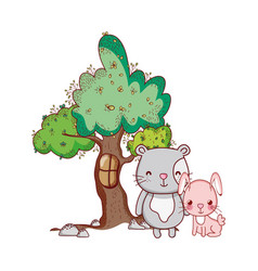 Cartoon rabbit sleeping under tree Royalty Free Vector Image