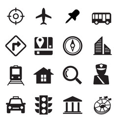 Tourism tourist icons set Royalty Free Vector Image