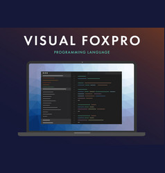 Basic programming language on the laptop Vector Image