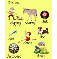 Poster words for letter d Royalty Free Vector Image