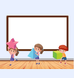 Board and children in classroom Royalty Free Vector Image