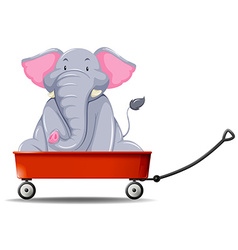 Boy pulling wagon cart on white background Vector Image