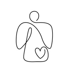 Simple angel with wings continuous line Royalty Free Vector