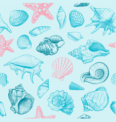 Vintage style seamless pattern with seashells Vector Image