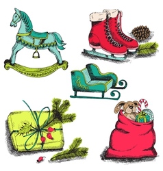 Set of christmas elements Royalty Free Vector Image