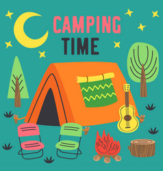 Camping hiking poster Royalty Free Vector Image