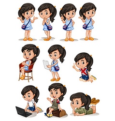 Cute girl facial expressions Royalty Free Vector Image