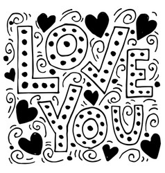 Love you hand lettering Royalty Free Vector Image