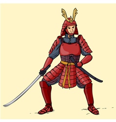 Samurai warriors with swords action cartoon Vector Image