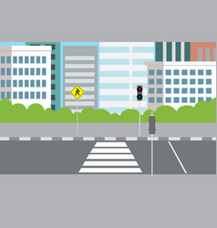 Kids crossing road in city cartoon Royalty Free Vector Image