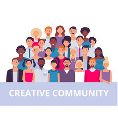 Community banner - diverse crowd cartoon people Vector Image