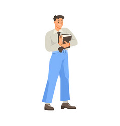 Cartoon porter carrying cartons colorful poster Vector Image