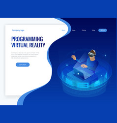 Isometric developing programming and coding Vector Image