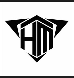 Hm logo monogram with shield shape isolated blue Vector Image