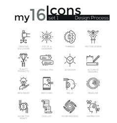 Process data analysis icon set in thin line style Vector Image
