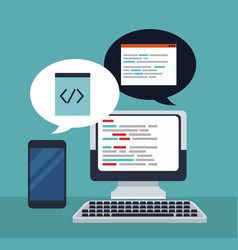 Ruby programming language with laptop and real Vector Image