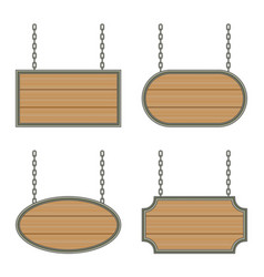 Wooden sign suspended on chains Royalty Free Vector Image