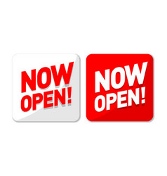 Hanging tag now open modern web banner element Vector Image