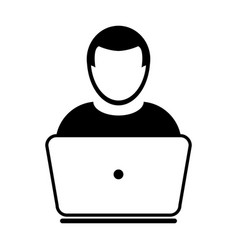 User icon with laptop computer male person Vector Image