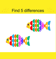 Find 5 differences logic puzzle game for kids Vector Image