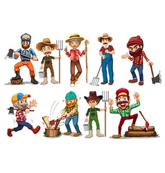 Carpenter with wood and tools Royalty Free Vector Image