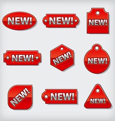 New stickers modern labels and corner red Vector Image