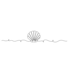 Spiral seashell in one continuous line drawing Vector Image